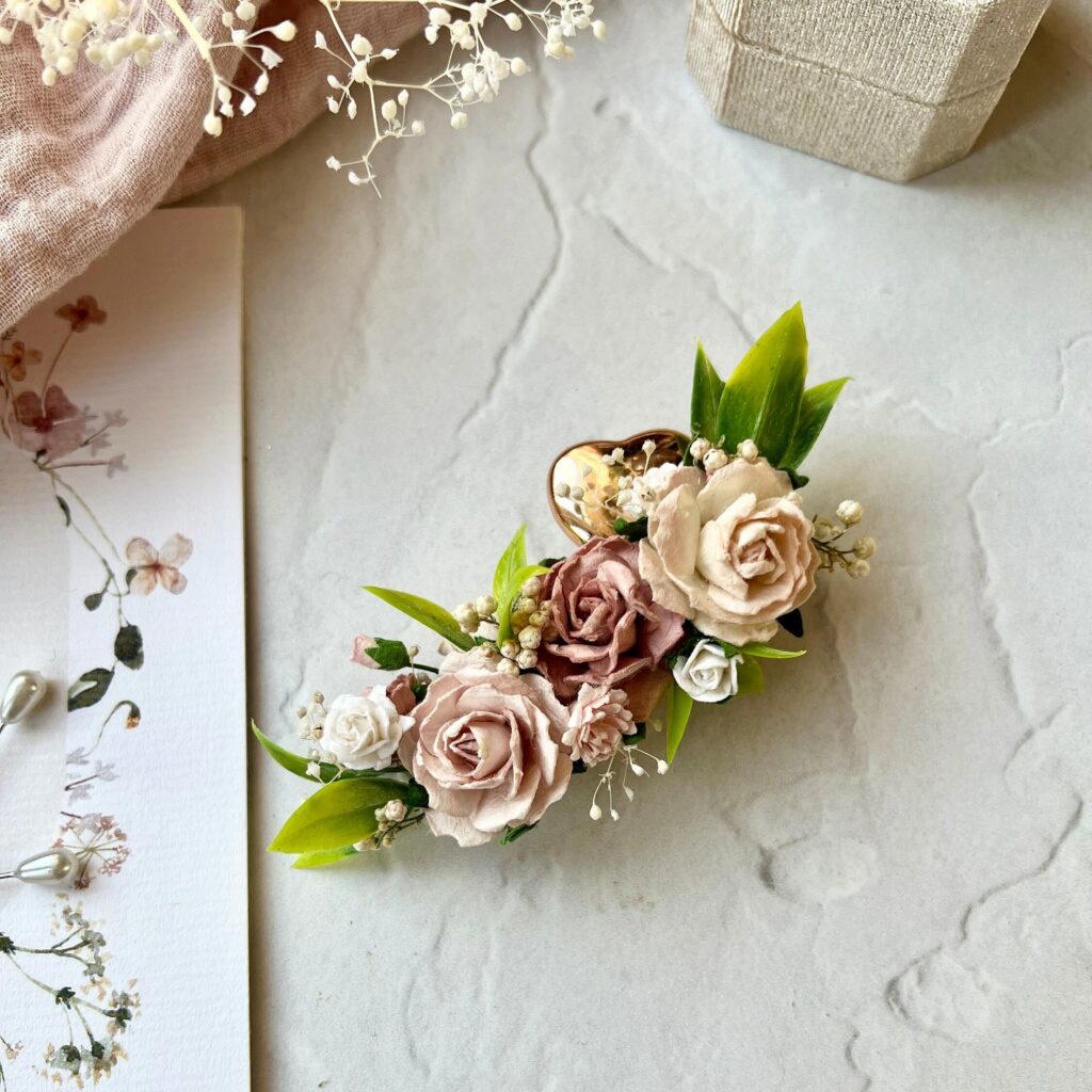 Dusty Rose and Blush Pink Hair Clip Bridesmaid Hair Clip